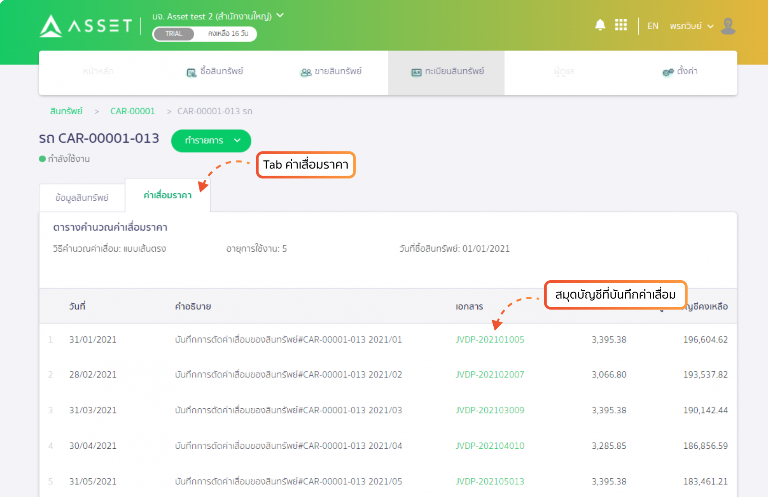 PEAK Asset ระบบจัดการทะเบียนสินทรัพย์ และการบันทึกค่าเสื่อมราคา - PEAK