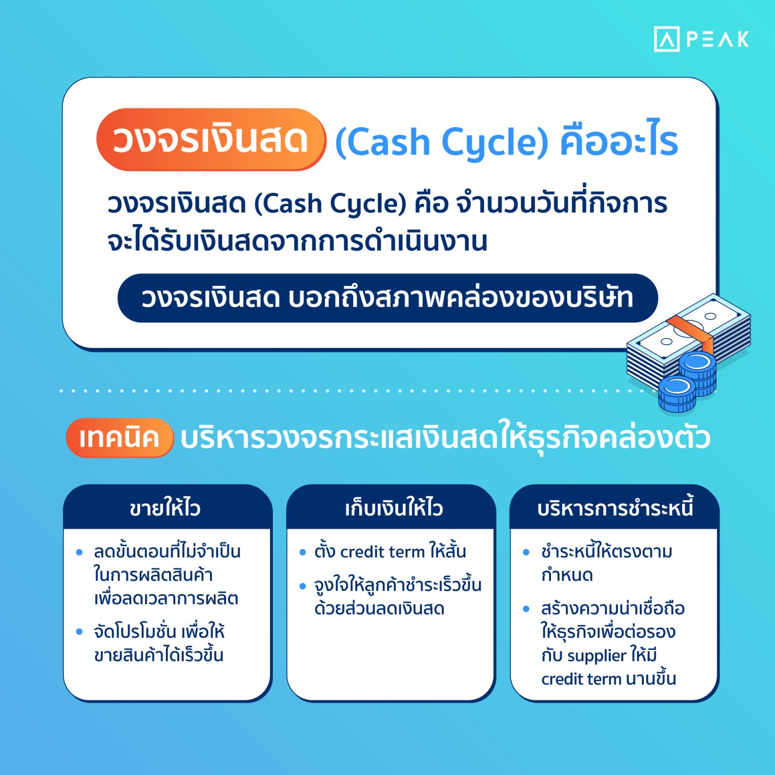 วงจรเงินสด (Cash Cycle) สิ่งกำหนดโชคชะตา SMEs - PEAK