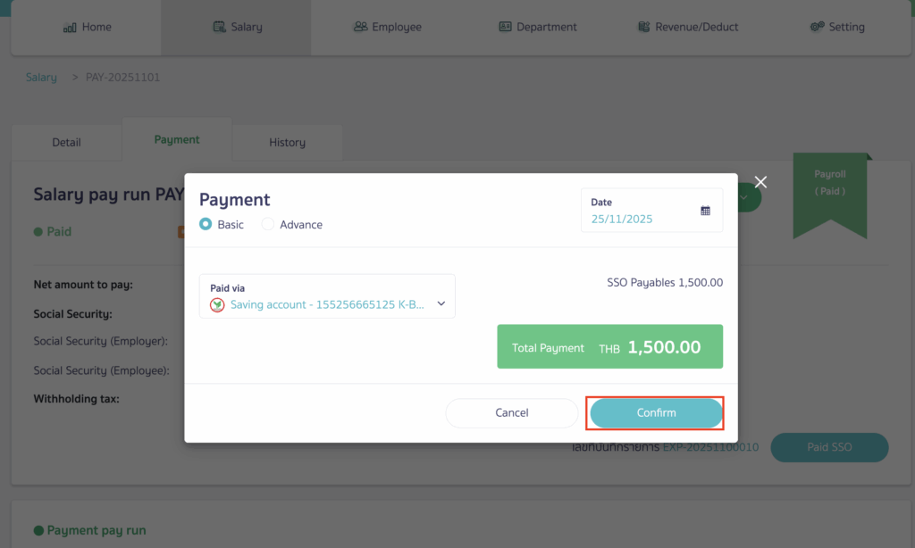 Adding contacts and configuring account recording in PEAK Payroll
